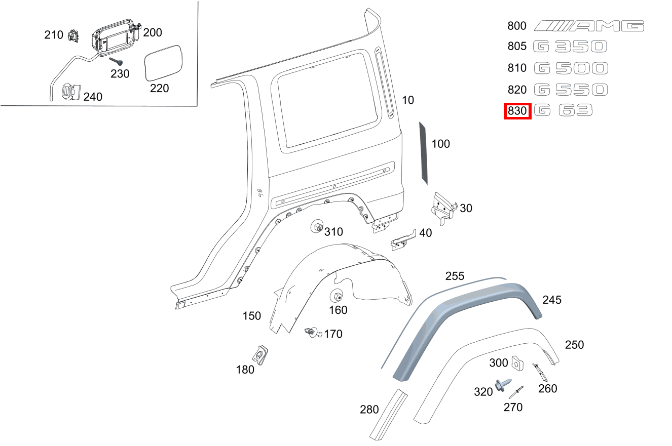 TYPENKENNZEICHEN AN RUECKWAND,LINKS für G-Klasse 463 kaufen