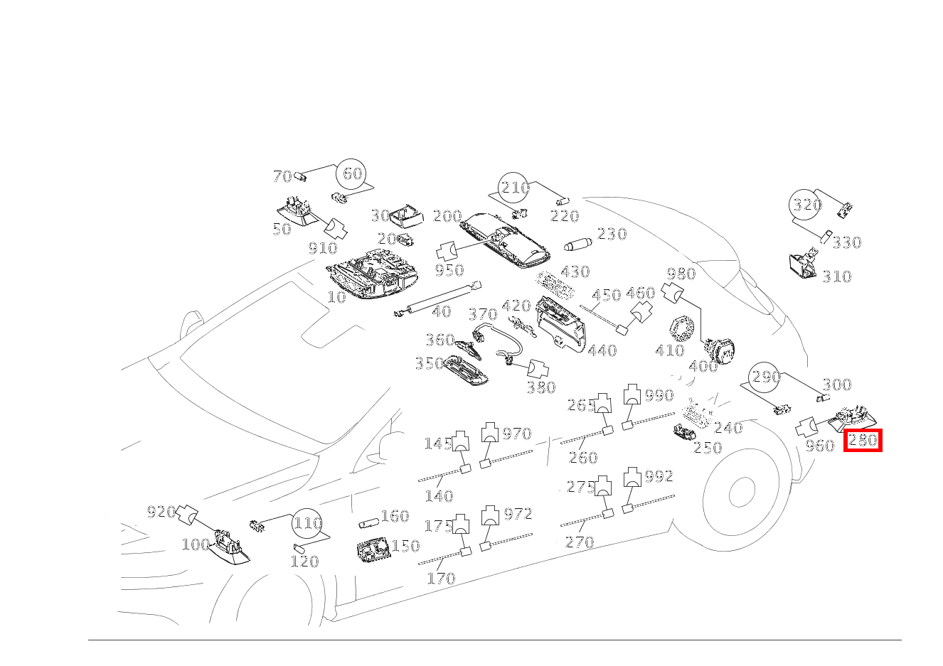 Innenleuchte KOFFERRAUMVERKLEIDUNG RECHTS CLA 117, GLA 156, E 212 und ...