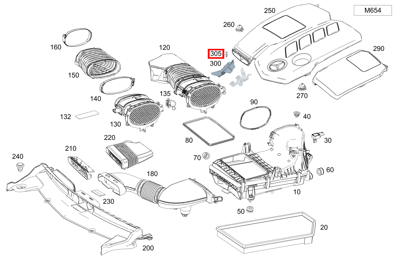 Spreizniet Befestigung Motorabdeckung Luftleitblech C 206, E 213, GLB ...