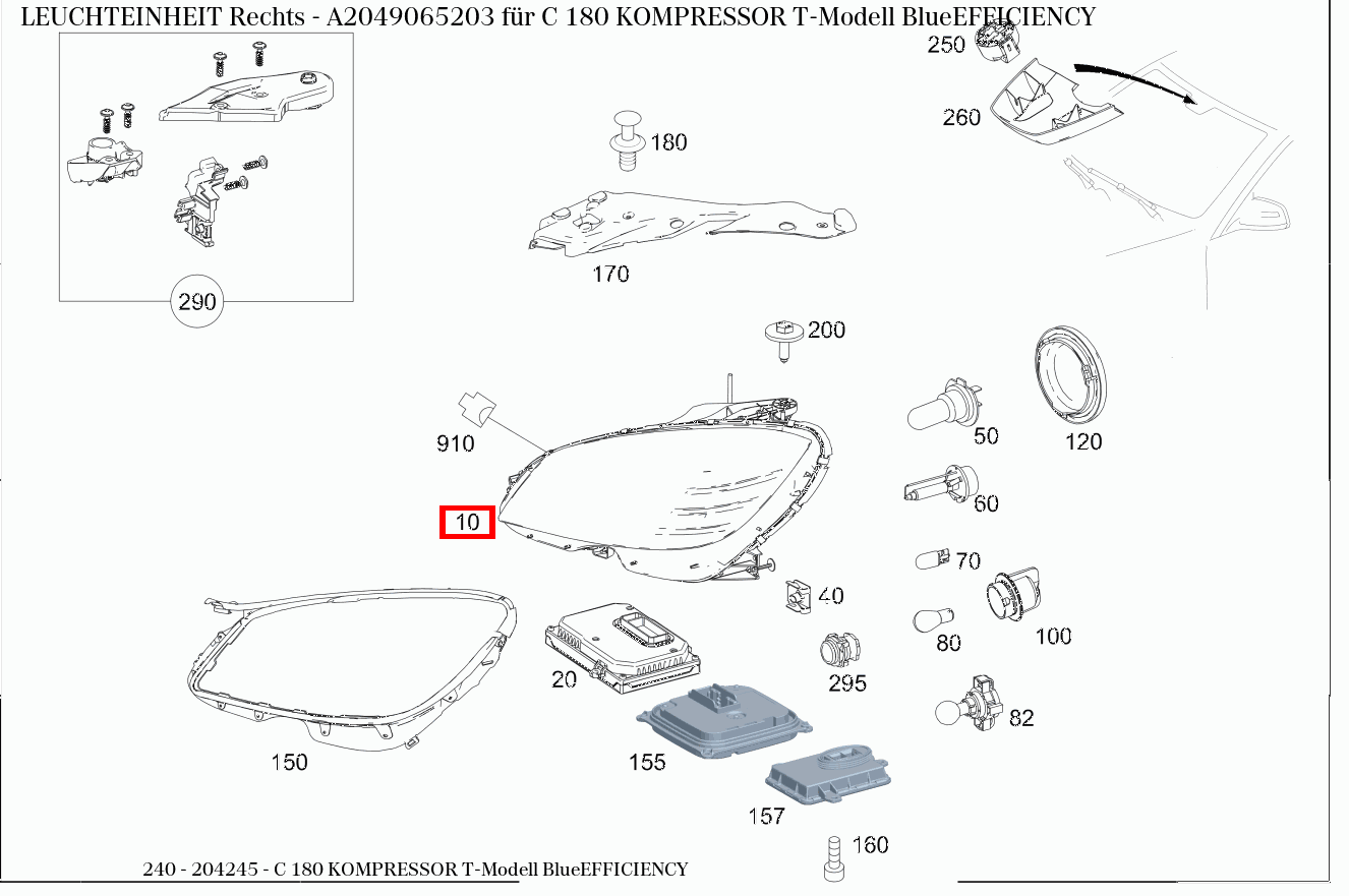 Leuchteinheit Rechts für C 204, Maybach 240-Klasse kaufen