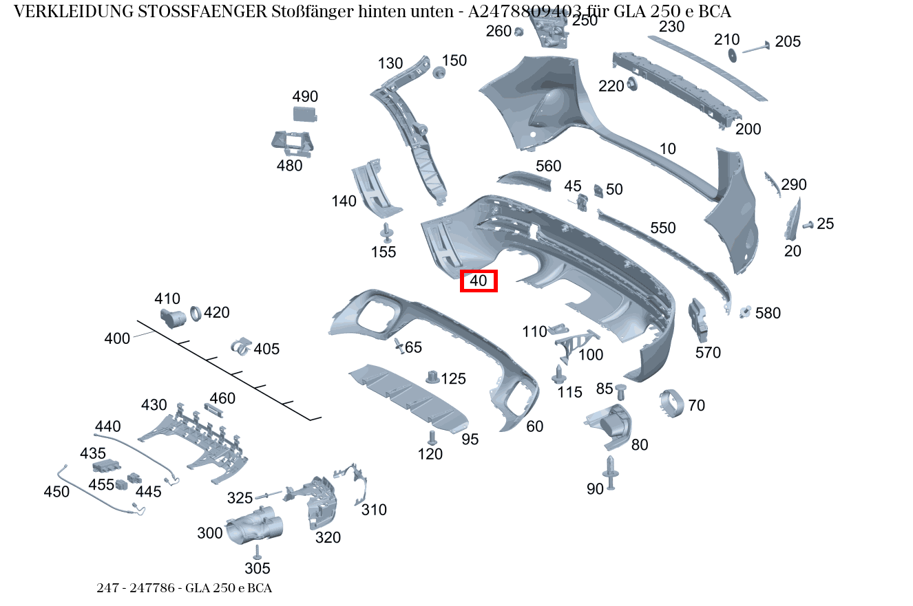 Verkleidung Stossfänger Stoßfänger hinten unten für GLB-Klasse 247 kaufen