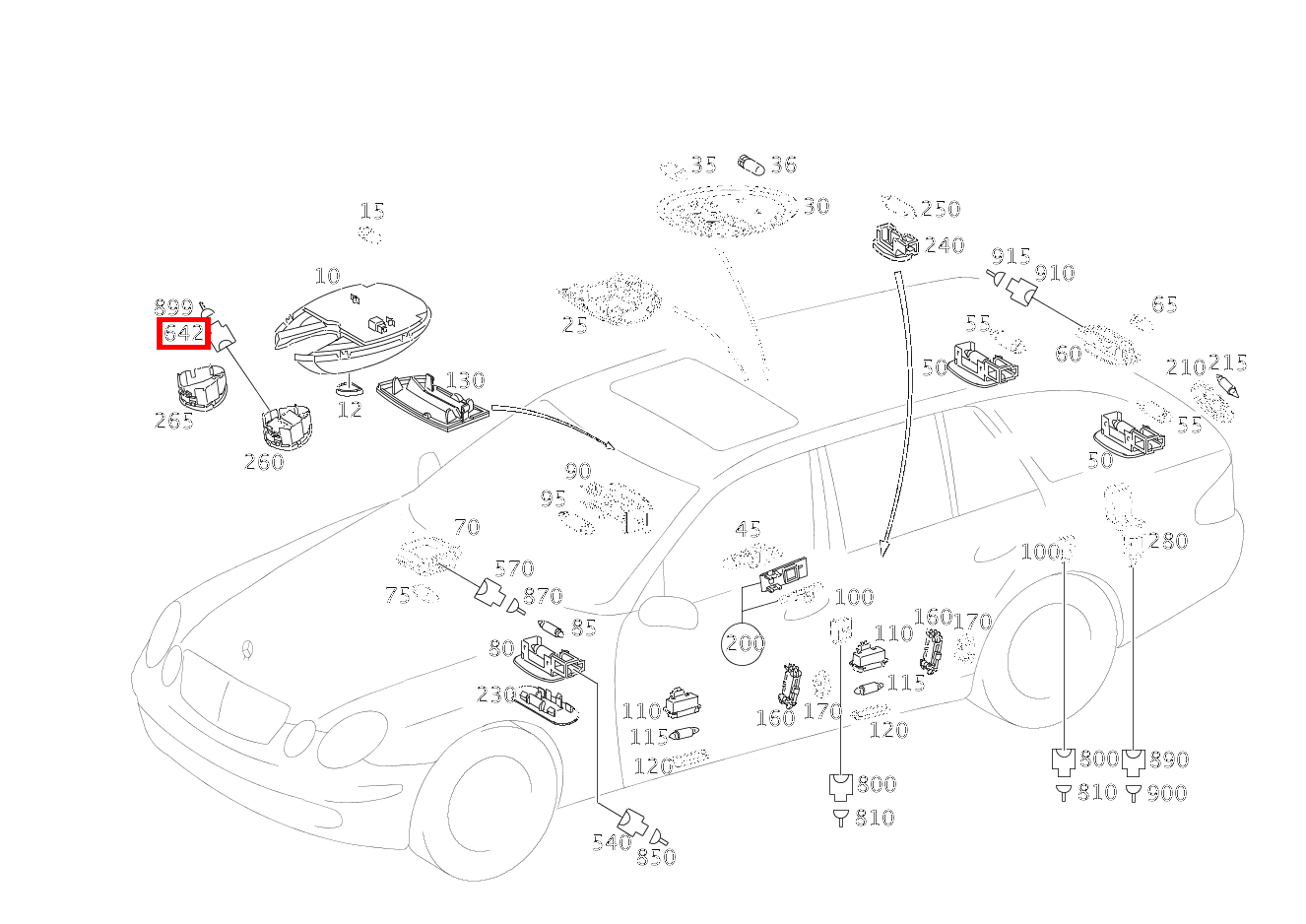 Steckhülsengehäuse TASTSCHALTER NOTRUF S93/3; 4-PIN MQS M 164, SLK 171 ...