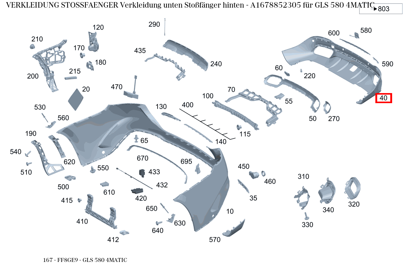 Verkleidung Stossfänger Verkleidung unten Stoßfänger hinten für GLB 247 ...
