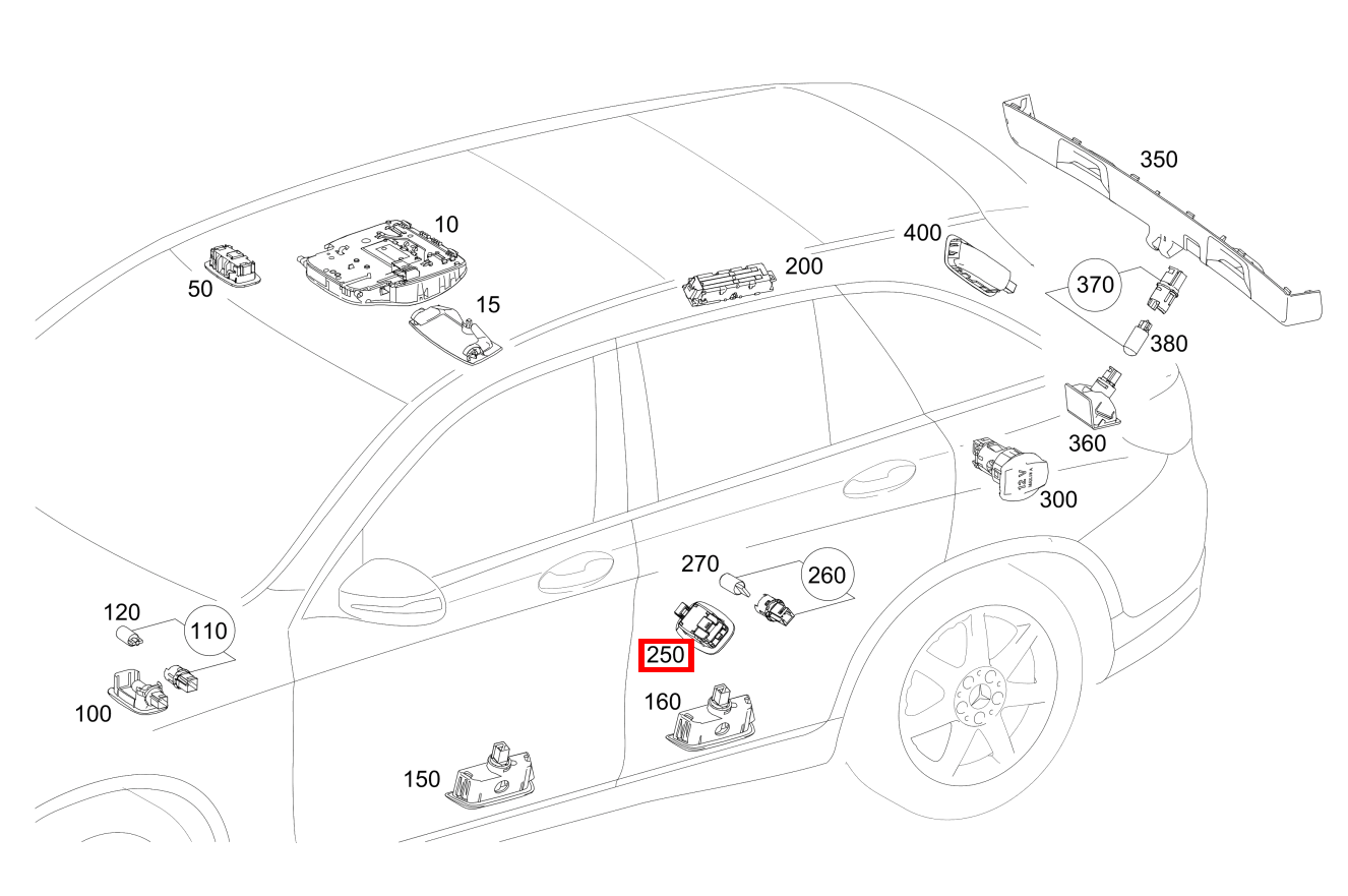 Innenleuchte KOFFERRAUMVERKLEIDUNG RECHTS CLA 117, GLA 156, E 212 und ...