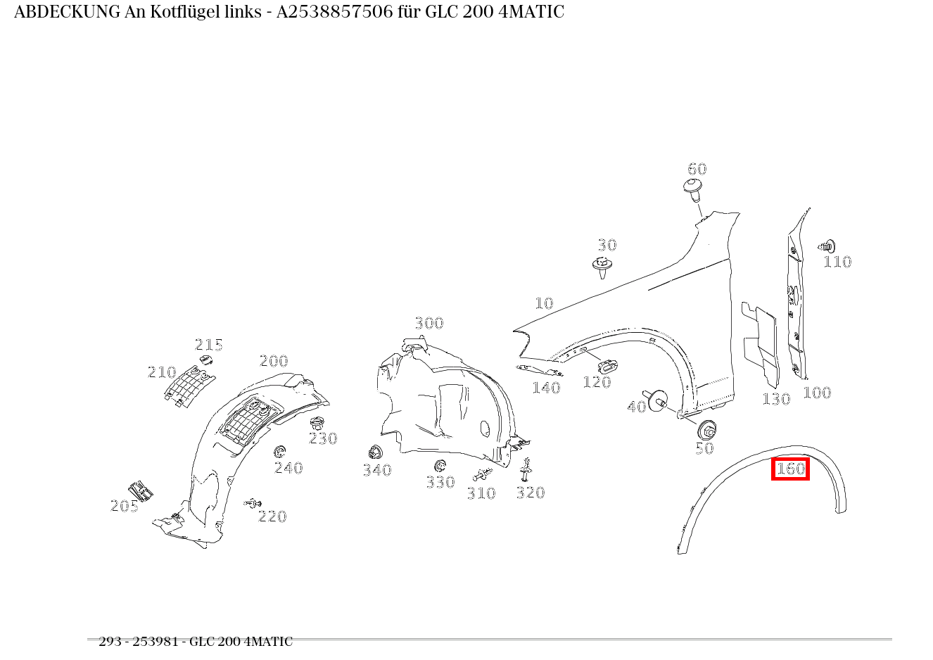 Abdeckung An Kotflügel links für GLC 253, EQC 293-Klasse kaufen