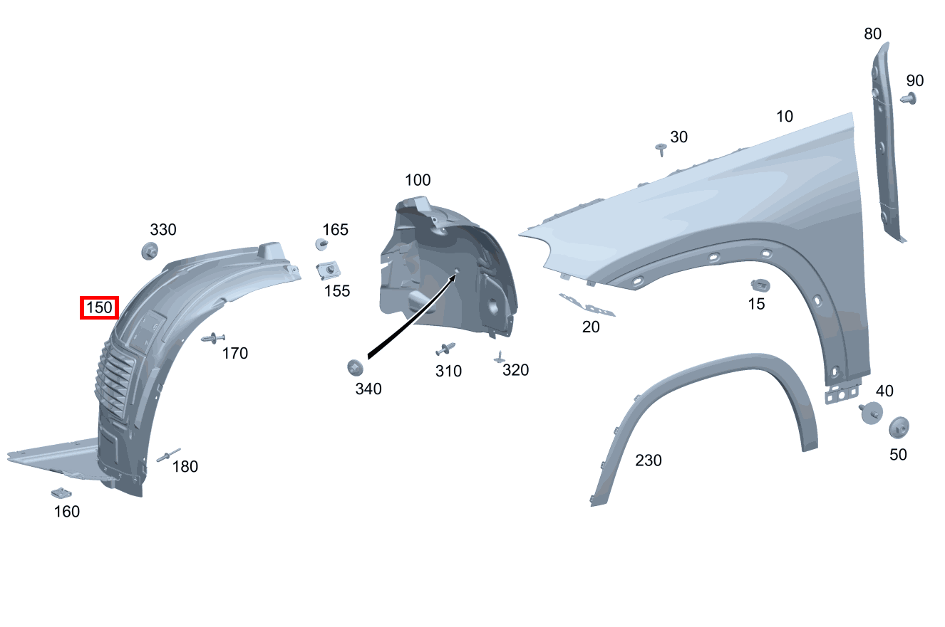VERKLEIDUNG RADLAUF Abdeckung Radlauf rechts Stoßfänger vorn für GLE ...