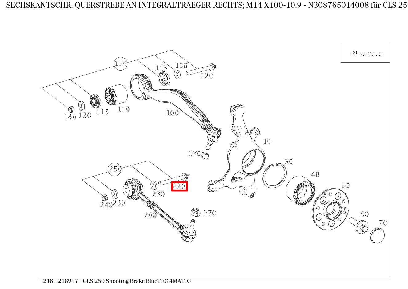 Sechskantschraube QUERSTREBE AN INTEGRALTRAEGER; M14 X100-10.9 für E ...