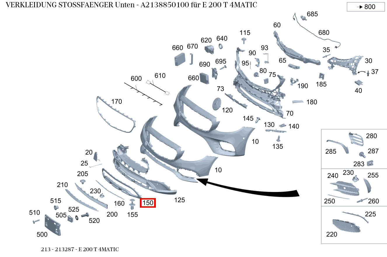 Verkleidung Stossfänger Unten für E-Klasse 213 kaufen