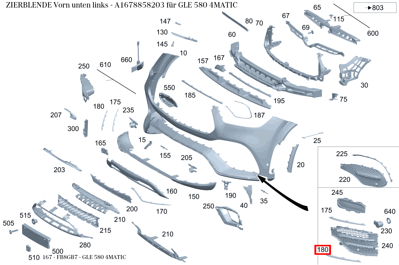 Zierblende Vorn unten links für GLE-Klasse 167 kaufen