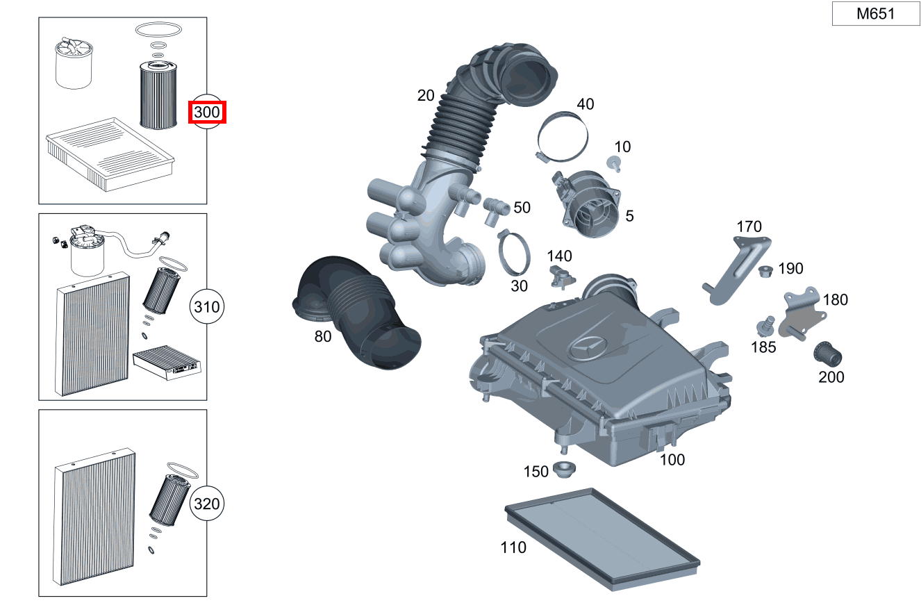 Teilesatz Filtereinsatz Ohne Wasserabscheider für 190 201, B 245, G 460 ...