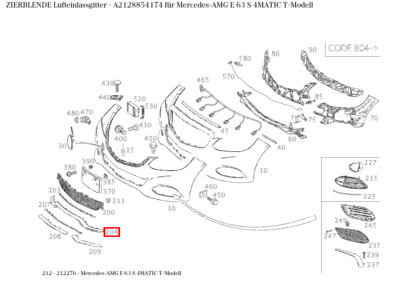 Zierblende Lufteinlassgitter für E-Klasse 212 kaufen
