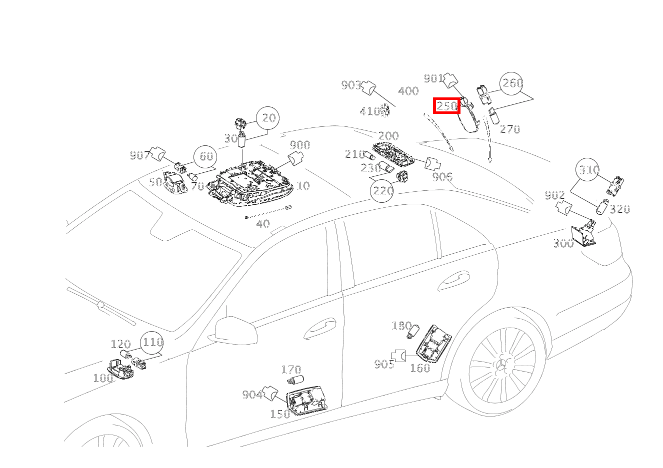 Innenleuchte KOFFERRAUMVERKLEIDUNG RECHTS CLA 117, GLA 156, E 212 und ...