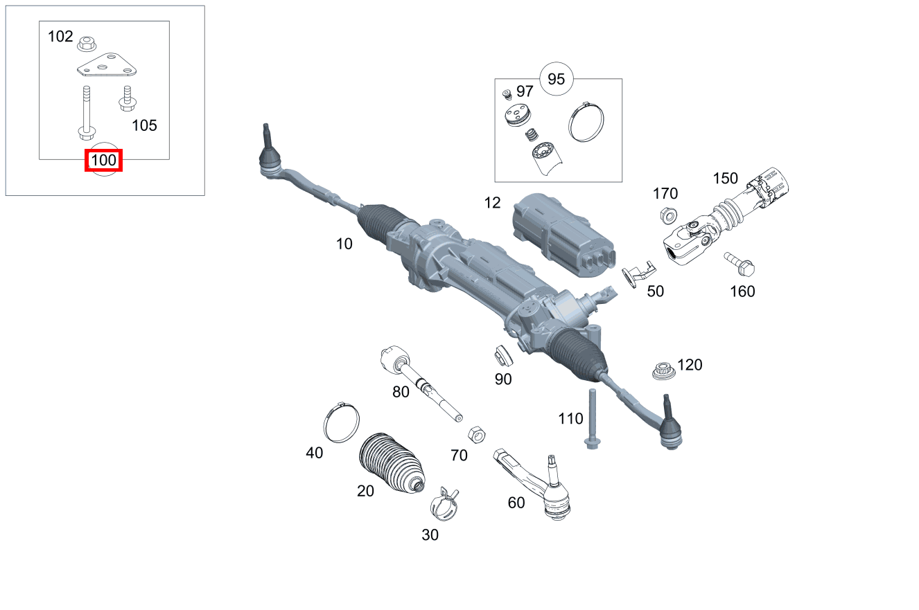 Befestigungsplatte Teilesatz Befestigung Lenkgetriebe C 205, E 213, GLC ...