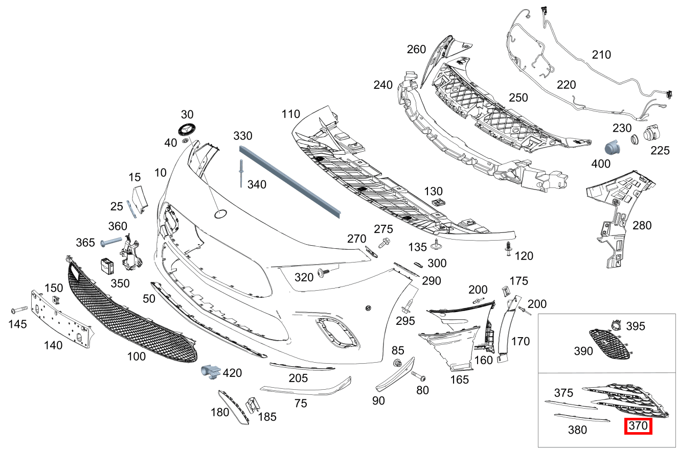 Abdeckung Stossfänger Unten rechts A 177, C 205, E 211 und weitere kaufen