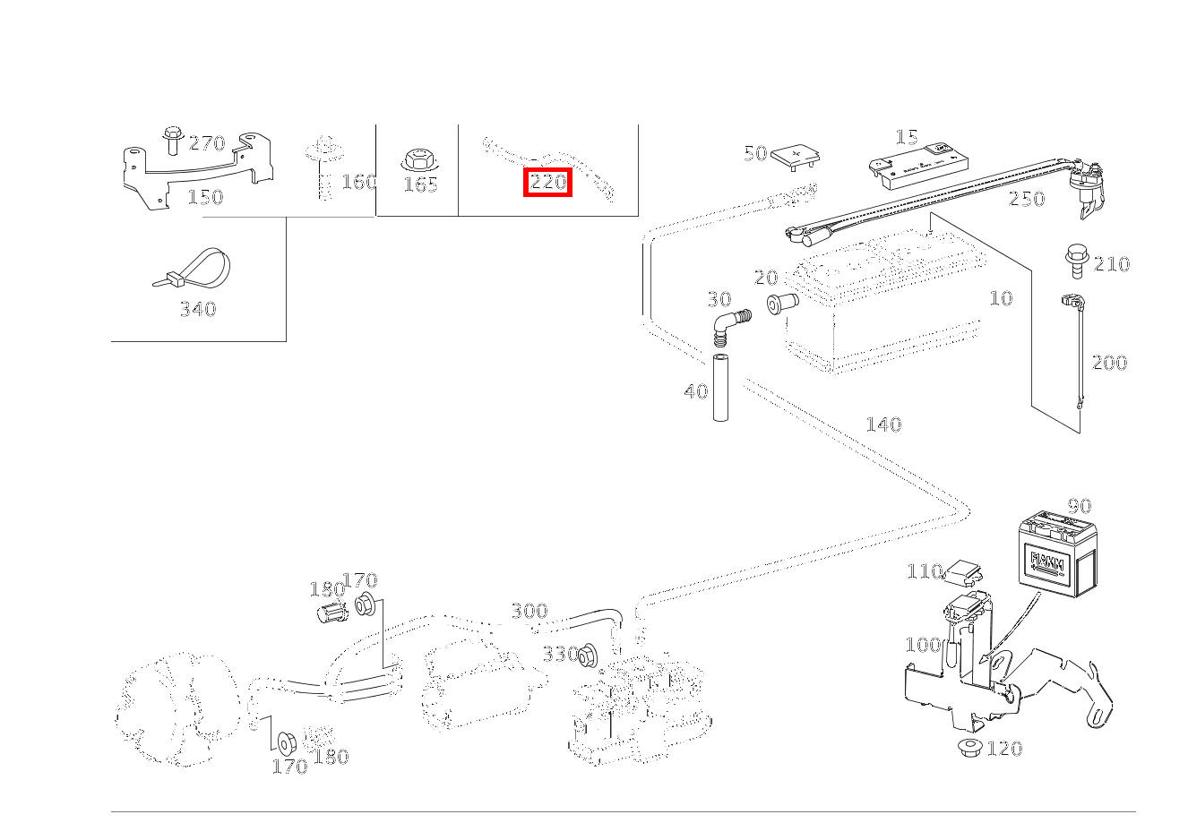 Masseband VON MOTOR AN LENKHELFPUMPE ZUR KAROSSERIE; 300 MM , , und ...