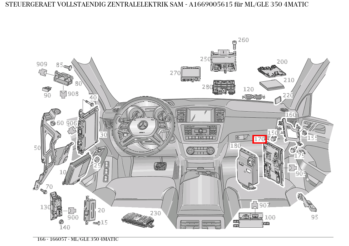 Steuergerät vollständig ZENTRALELEKTRIK SAM für M-Klasse 166 kaufen