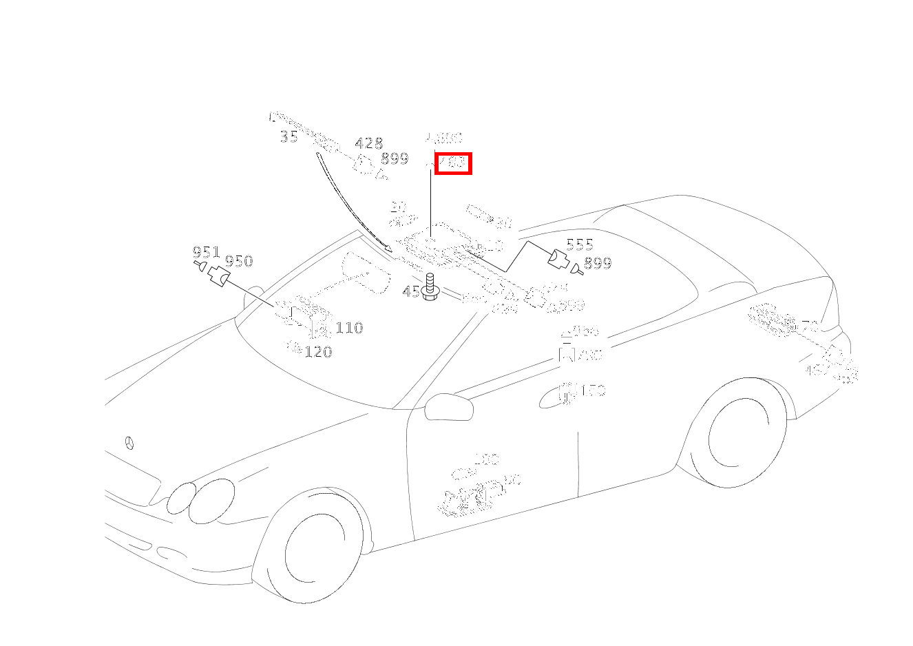 Steckhülsengehäuse TASTSCHALTER NOTRUF S93/3; 4-PIN MQS M 164, SLK 171 ...