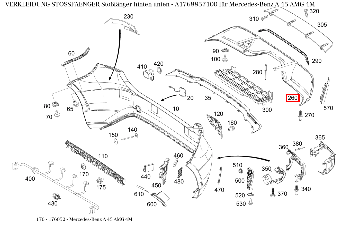 Verkleidung Stossfänger Stoßfänger hinten unten für A-Klasse 176 kaufen