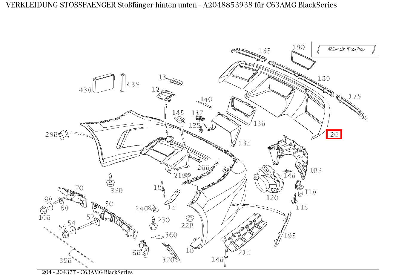 Verkleidung Stossfänger Stoßfänger hinten unten für C-Klasse 204 kaufen
