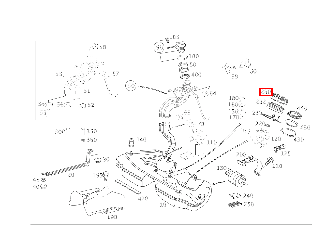 UEBERWURFMUTTER FOERDEREINHEIT AN BEHAELTER für C 203, E 211, CLK 209 ...