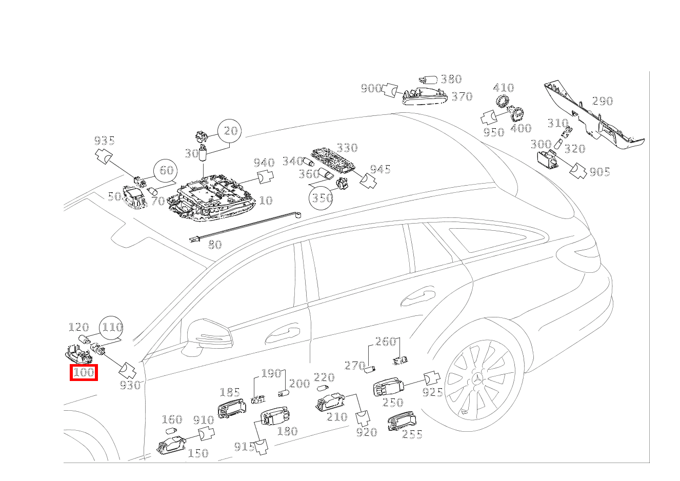 Innenleuchte KOFFERRAUMVERKLEIDUNG RECHTS CLA 117, GLA 156, E 212 und ...