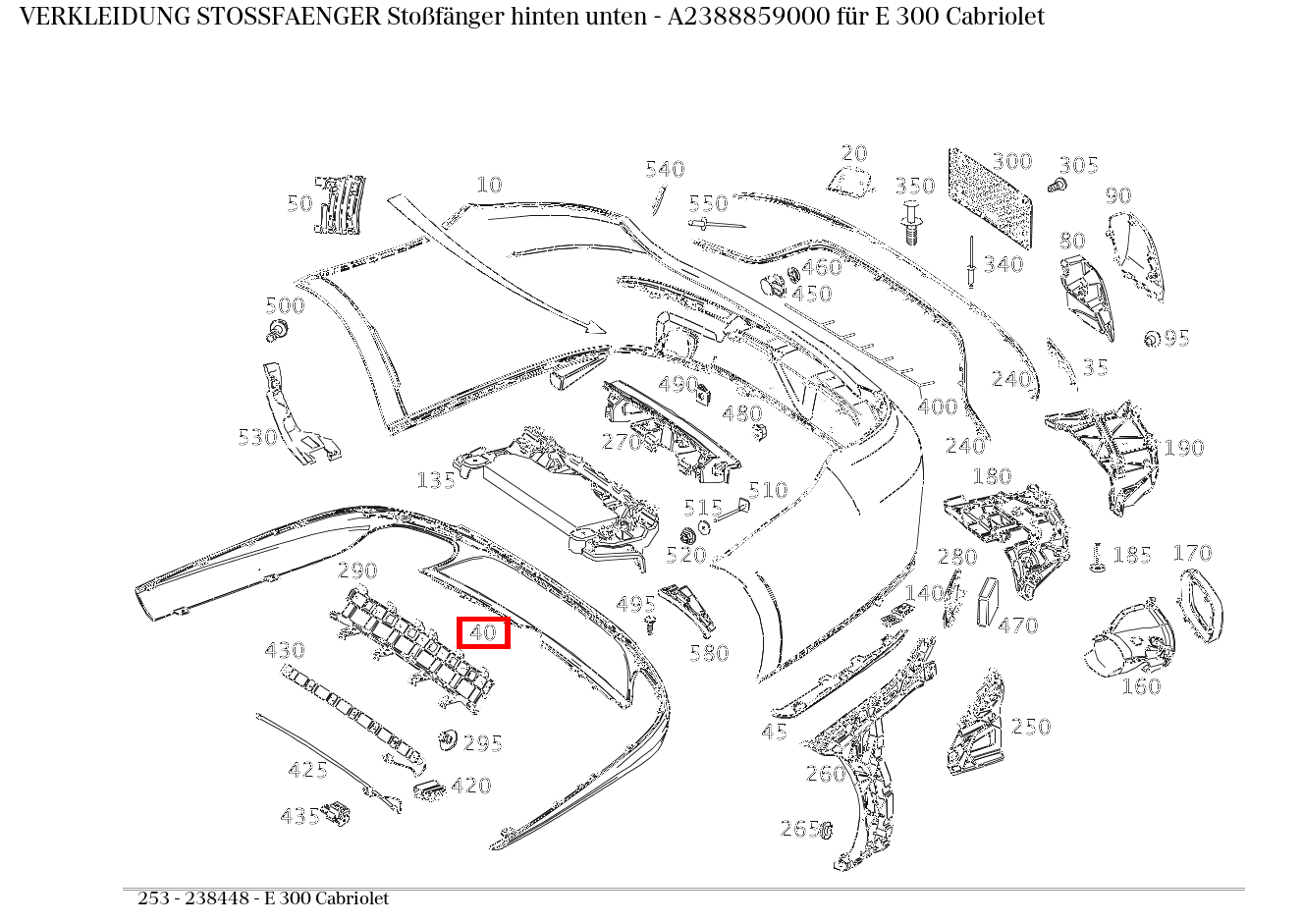 Verkleidung Stossfänger Stoßfänger hinten unten für E 238, GLC 253 ...