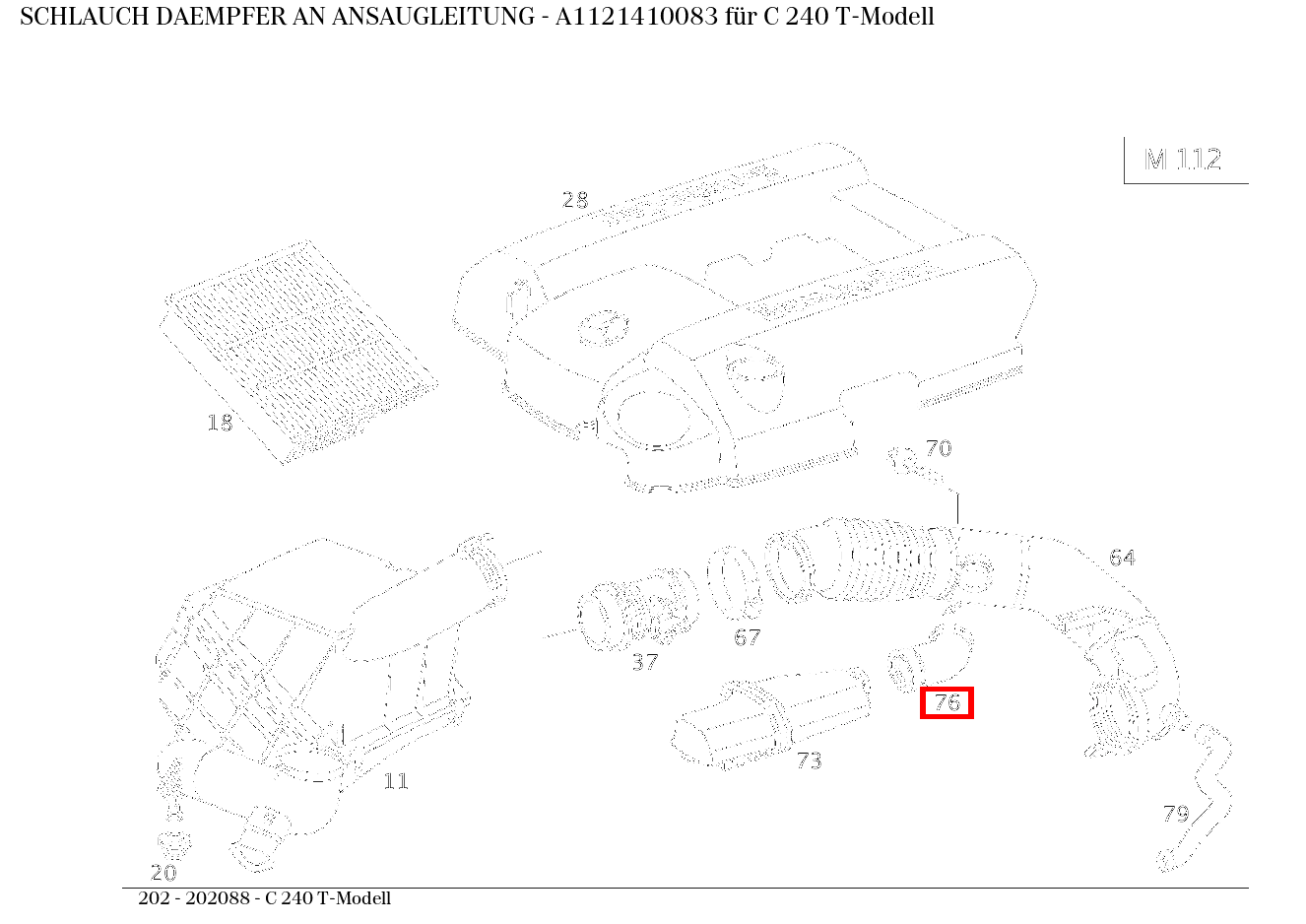 Schlauch DAEMPFER AN ANSAUGLEITUNG für C 202, CLK 208-Klasse kaufen
