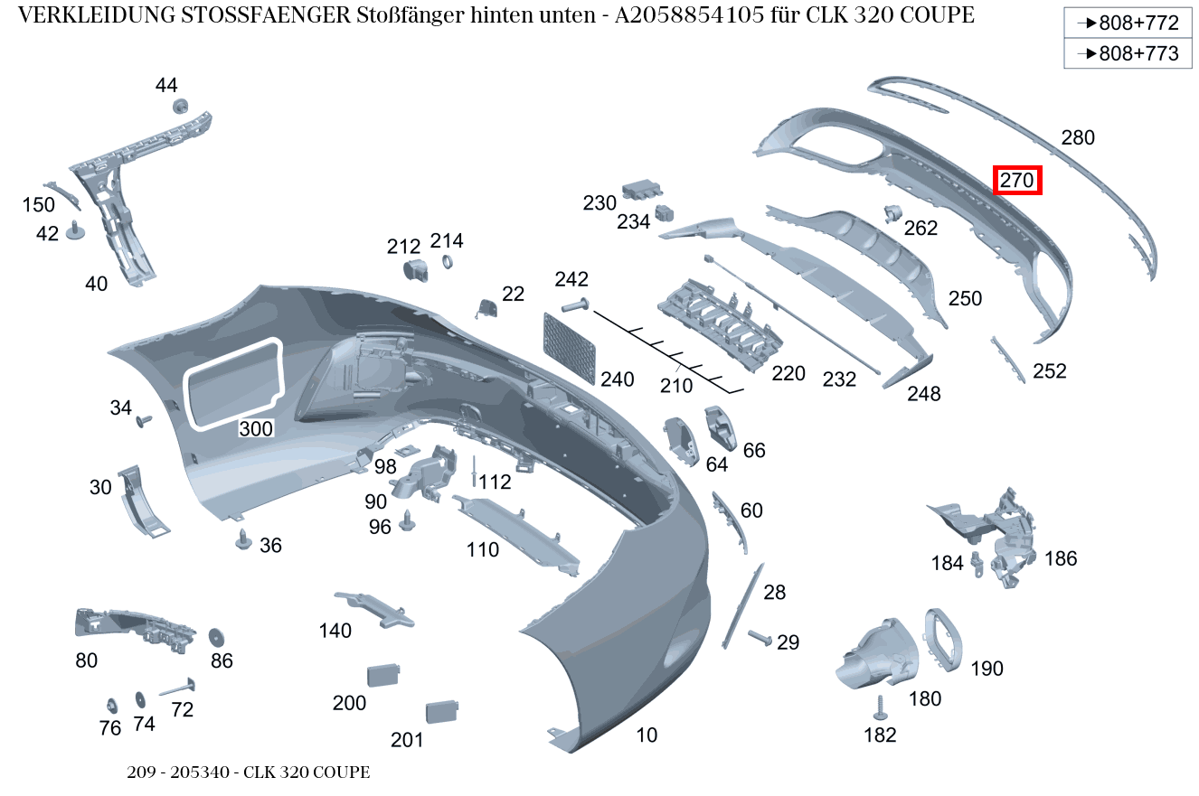 Verkleidung Stossfänger Stoßfänger hinten unten für CLK 209, C 205 ...