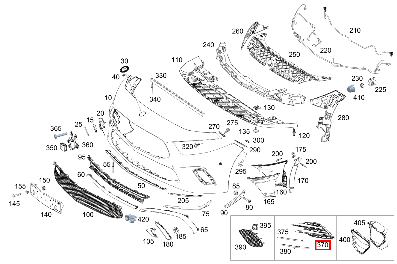 Abdeckung Stossfänger Unten rechts A 177, C 205, E 211 und weitere kaufen