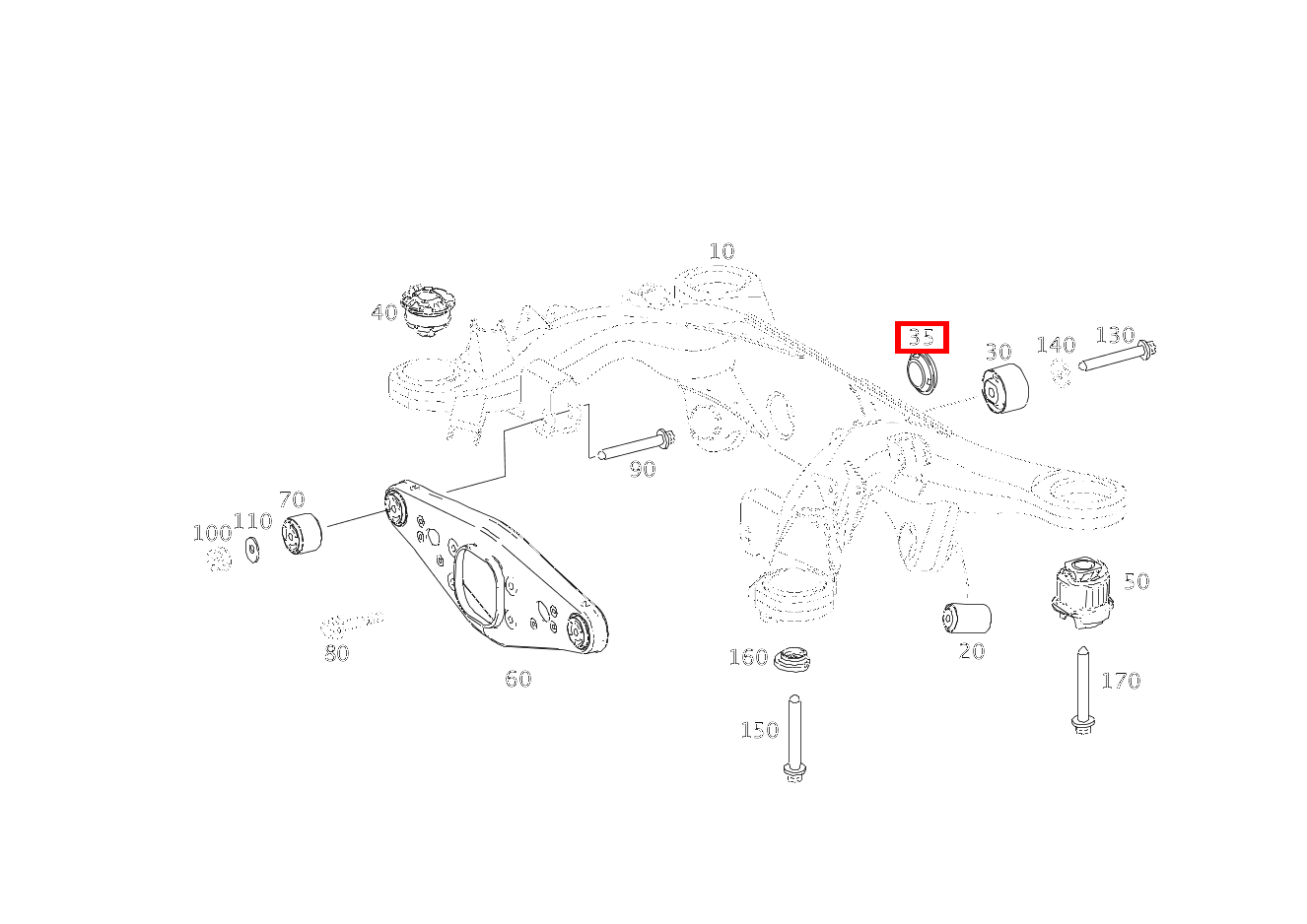 Stopfen IN QUERBRUECKE HINTEN; 20 MM für E 211, CLS 219, SL 230-Klasse ...