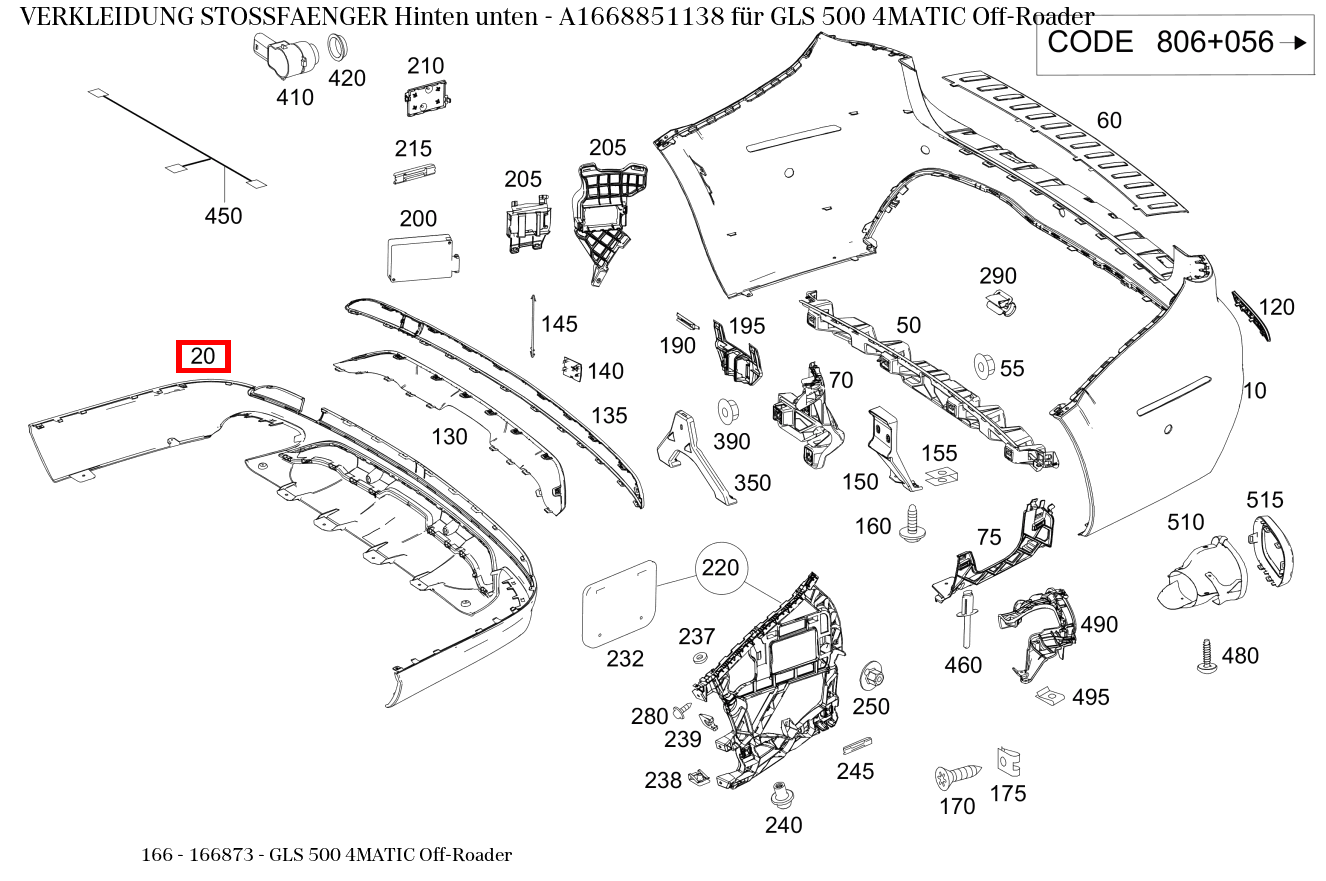 Verkleidung Stossfänger Hinten unten für M-Klasse 166 kaufen