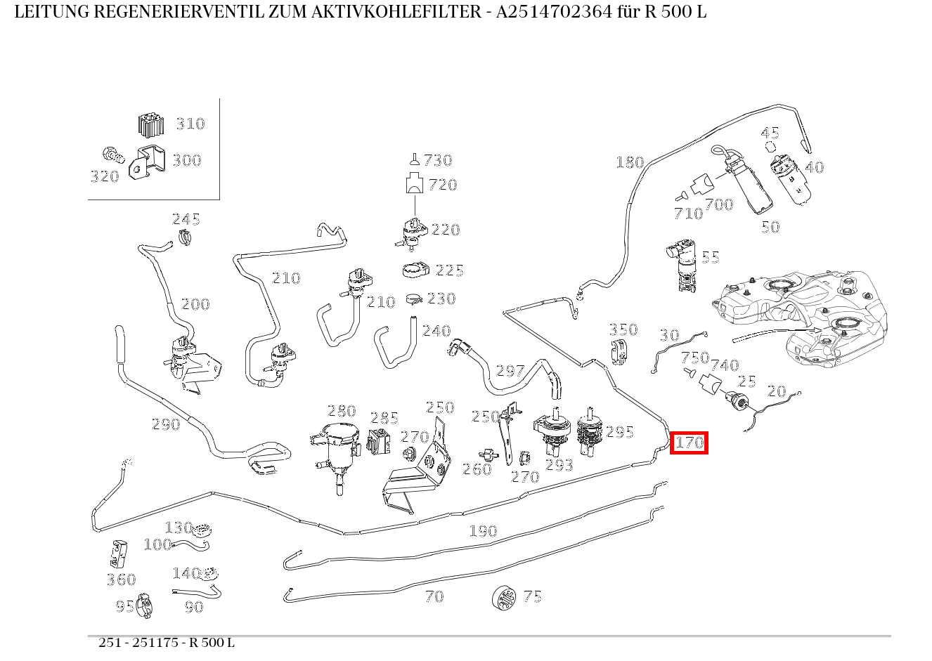 Leitung REGENERIERVENTIL ZUM AKTIVKOHLEFILTER für R-Klasse 251 kaufen