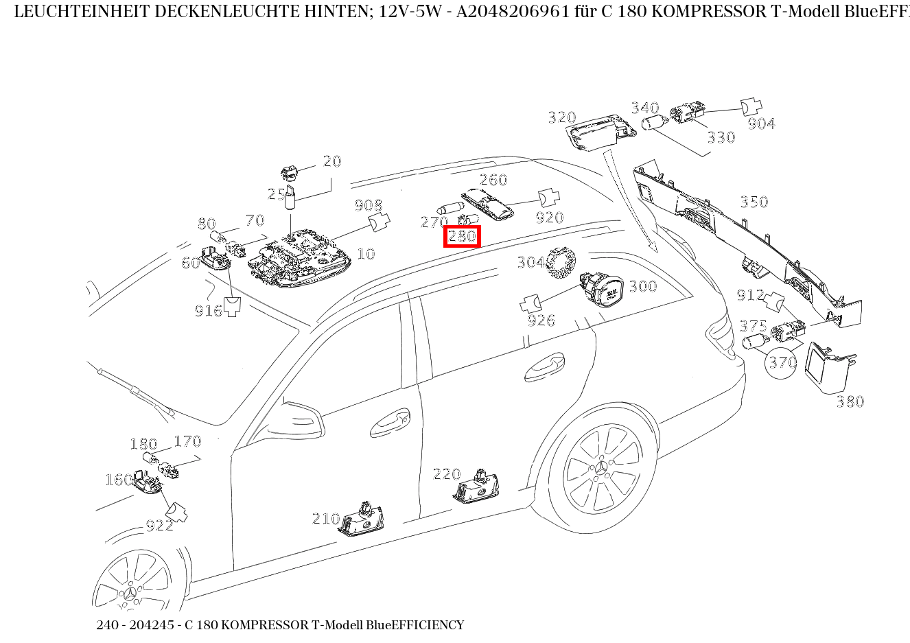 Leuchteinheit DECKENLEUCHTE HINTEN; 12V-5W , , und weitere kaufen