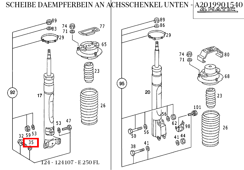 Scheibe STOSSDAEMPFER AN ACHSSCHENKEL OBEN für E 124, SL 129, 190 201 ...