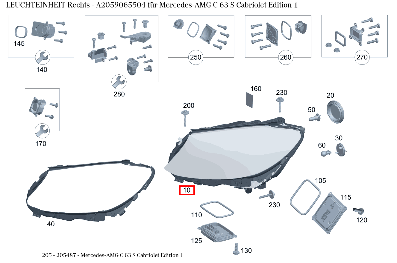 Leuchteinheit Rechts für C 205, CLK 209-Klasse kaufen