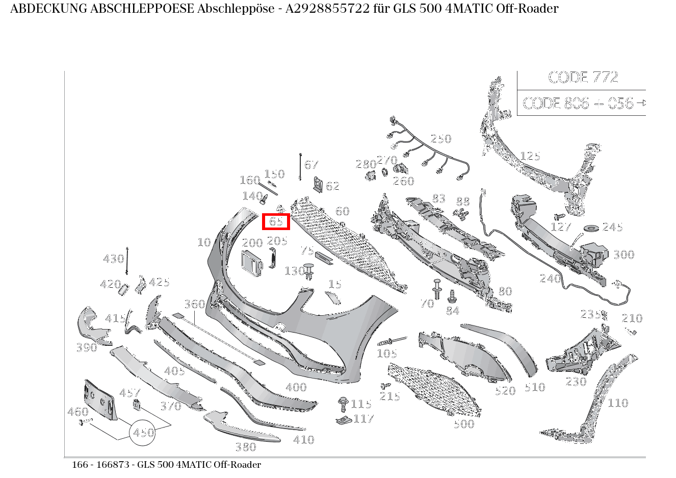 Abdeckung Abschleppöse ABSCHLEPPOESE für M 166, EQC 293, GLE 292-Klasse ...