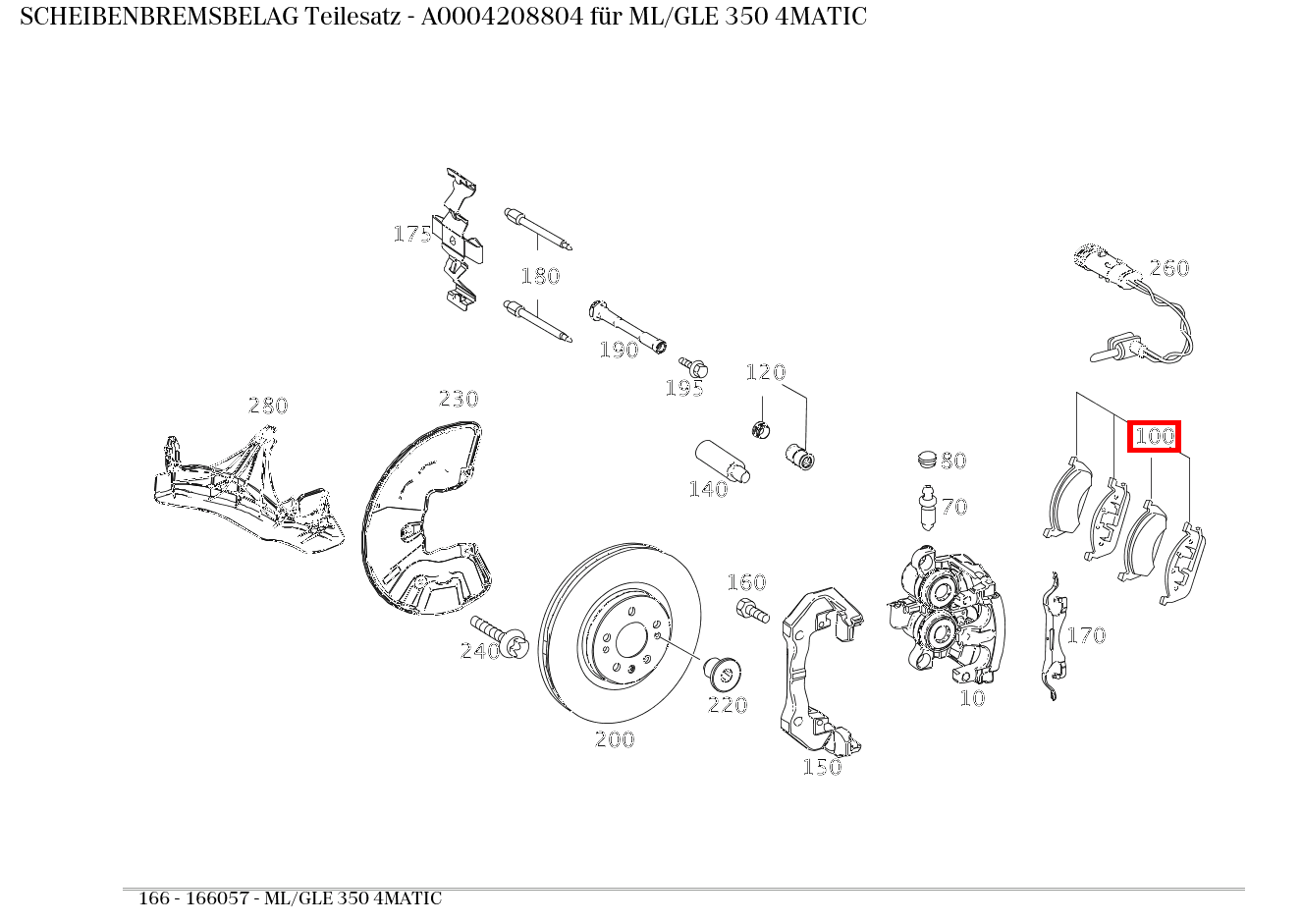 Scheibenbremsbelag Teilesatz für M 166, GLE 292, EQC 293-Klasse kaufen
