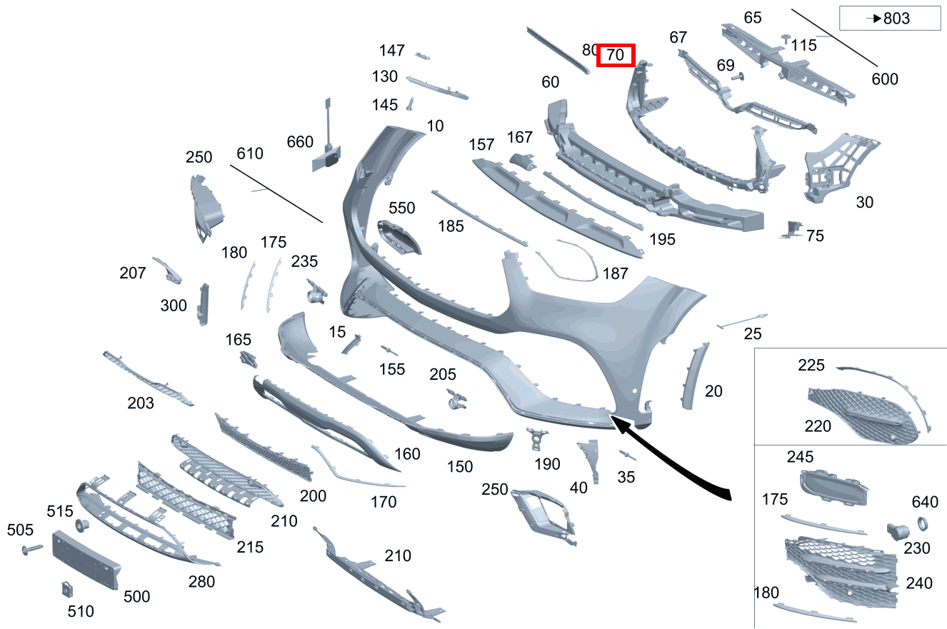 Grundtäger Stossfänger Unten, Mitte für GLE 167, S 222-Klasse kaufen