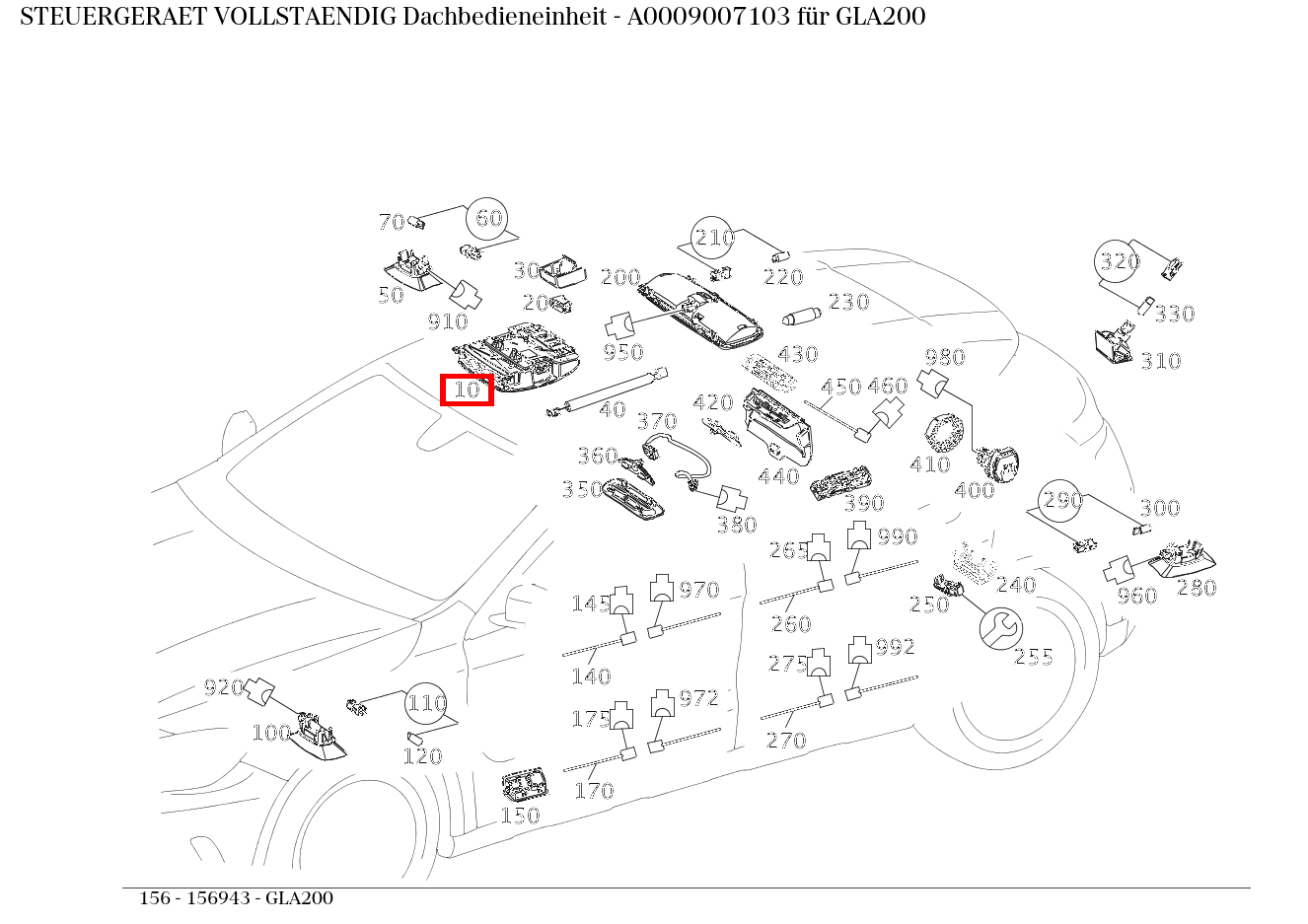 Steuergerät vollständig Dachbedieneinheit für GLA 156, A 176-Klasse kaufen