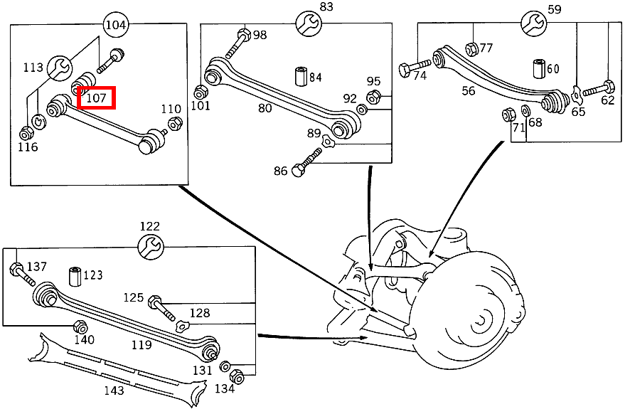 Gummilager LINKS UND RECHTS E 210, GLB 247, SL 129 und weitere kaufen