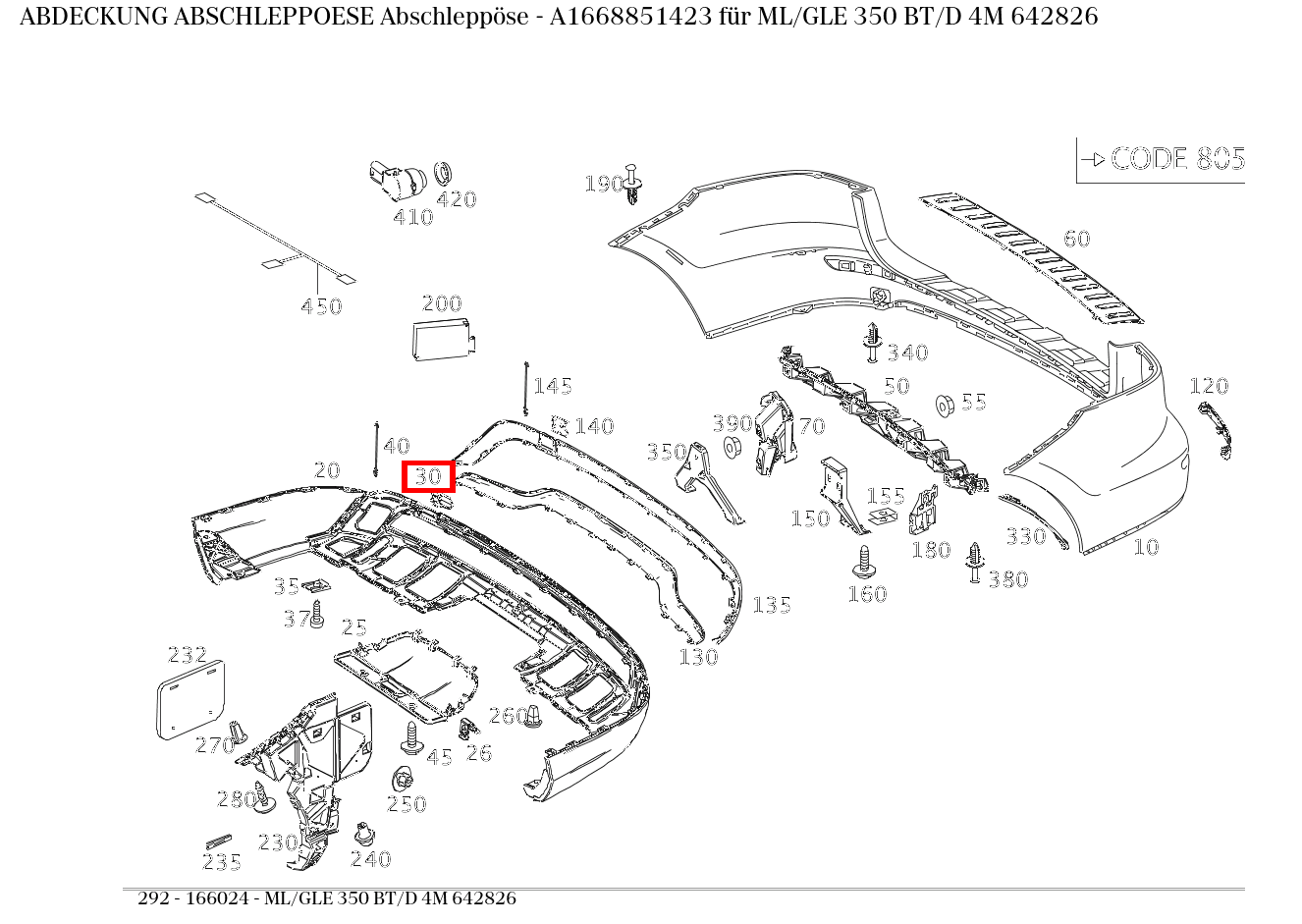 Abdeckung Abschleppöse Abschleppöse für GLE 292, M 166-Klasse kaufen