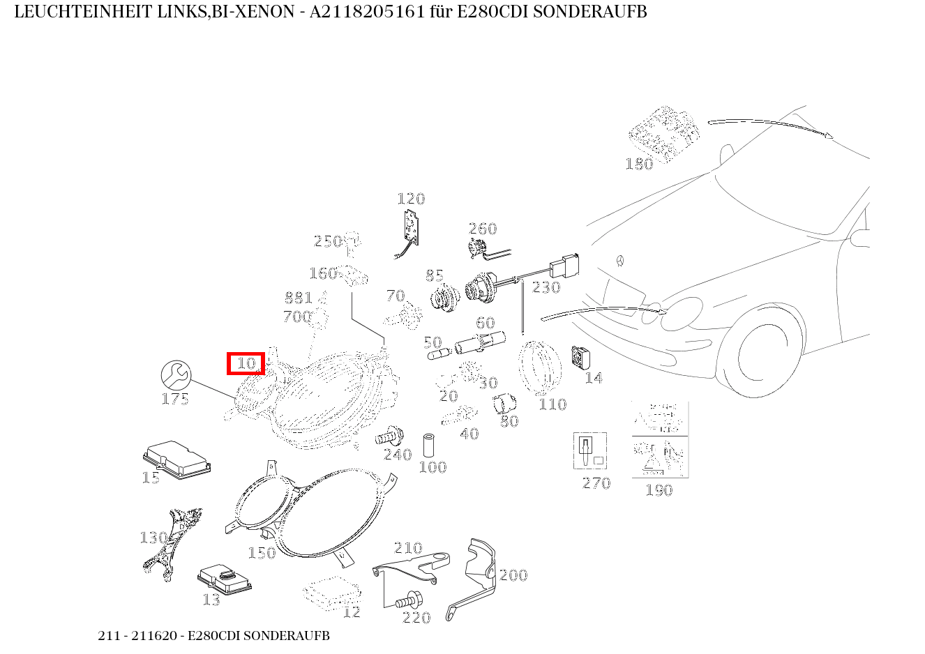 Leuchteinheit LINKS,BI-XENON für E-Klasse 211 kaufen