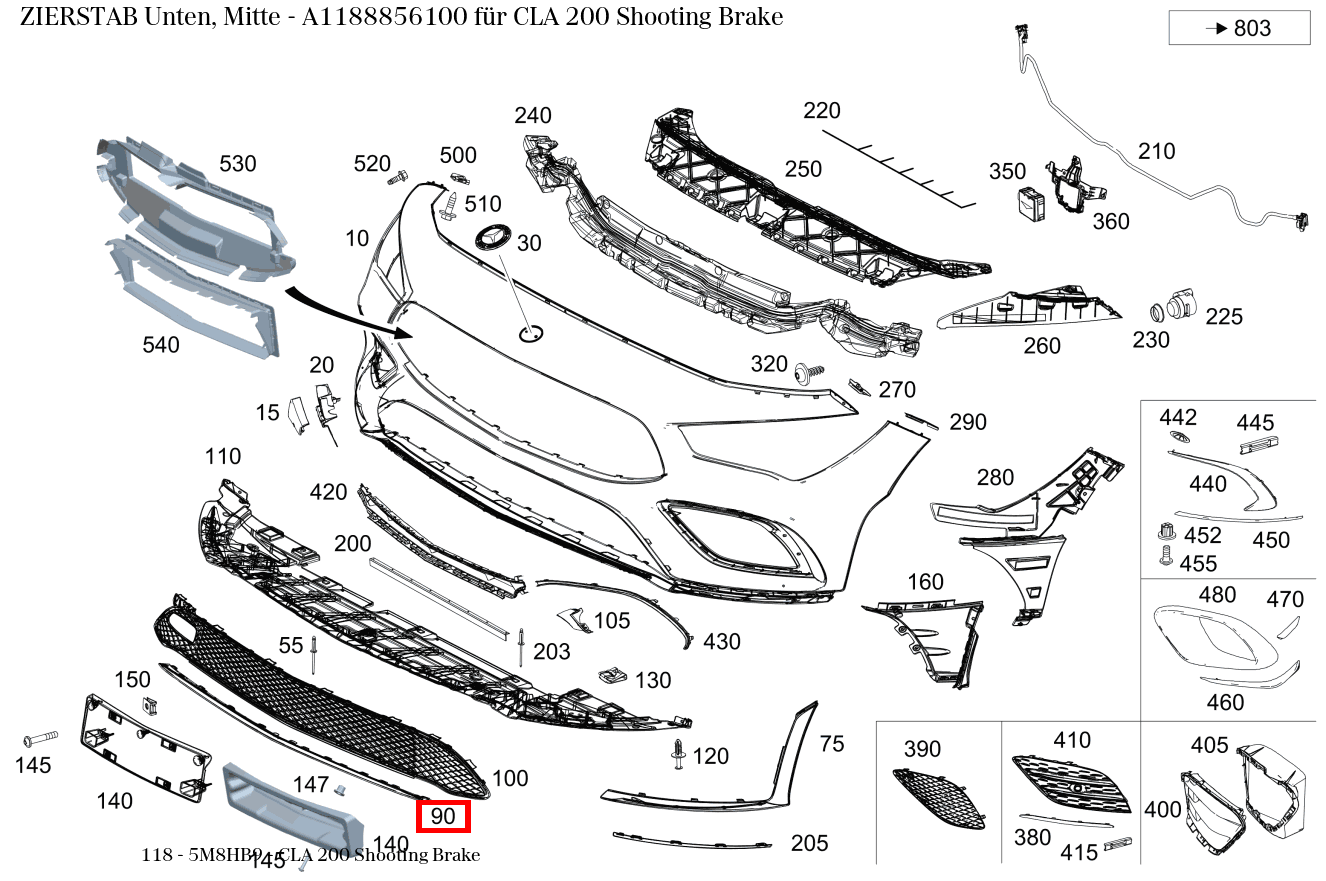 Zierstab Unten, Mitte für CLA 118, C 205-Klasse kaufen