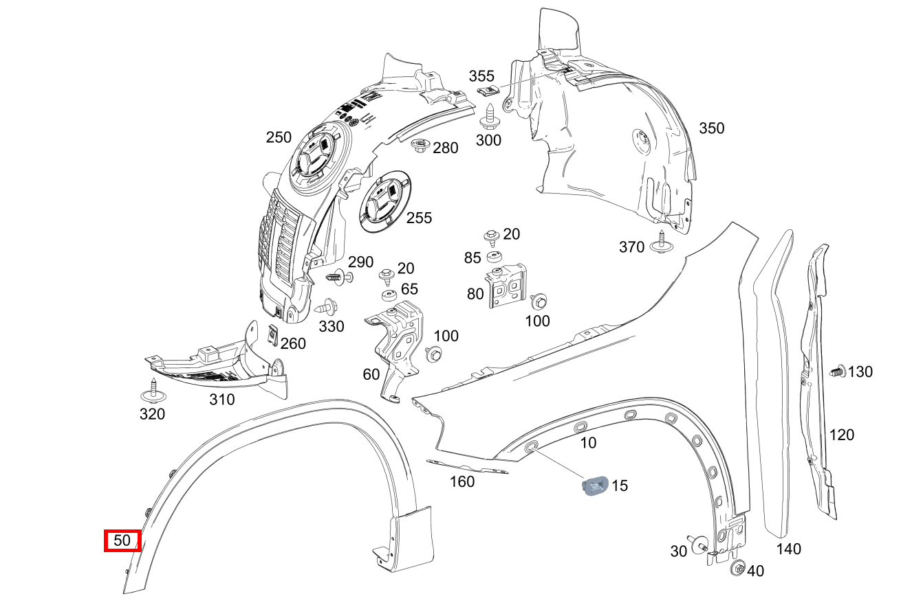 Abdeckung Stossfänger AN KOTFLUEGEL LINKS für GLB 247, GLC 253-Klasse ...