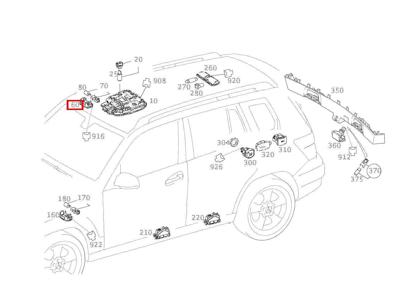 Innenleuchte KOFFERRAUMVERKLEIDUNG RECHTS CLA 117, GLA 156, E 212 und ...