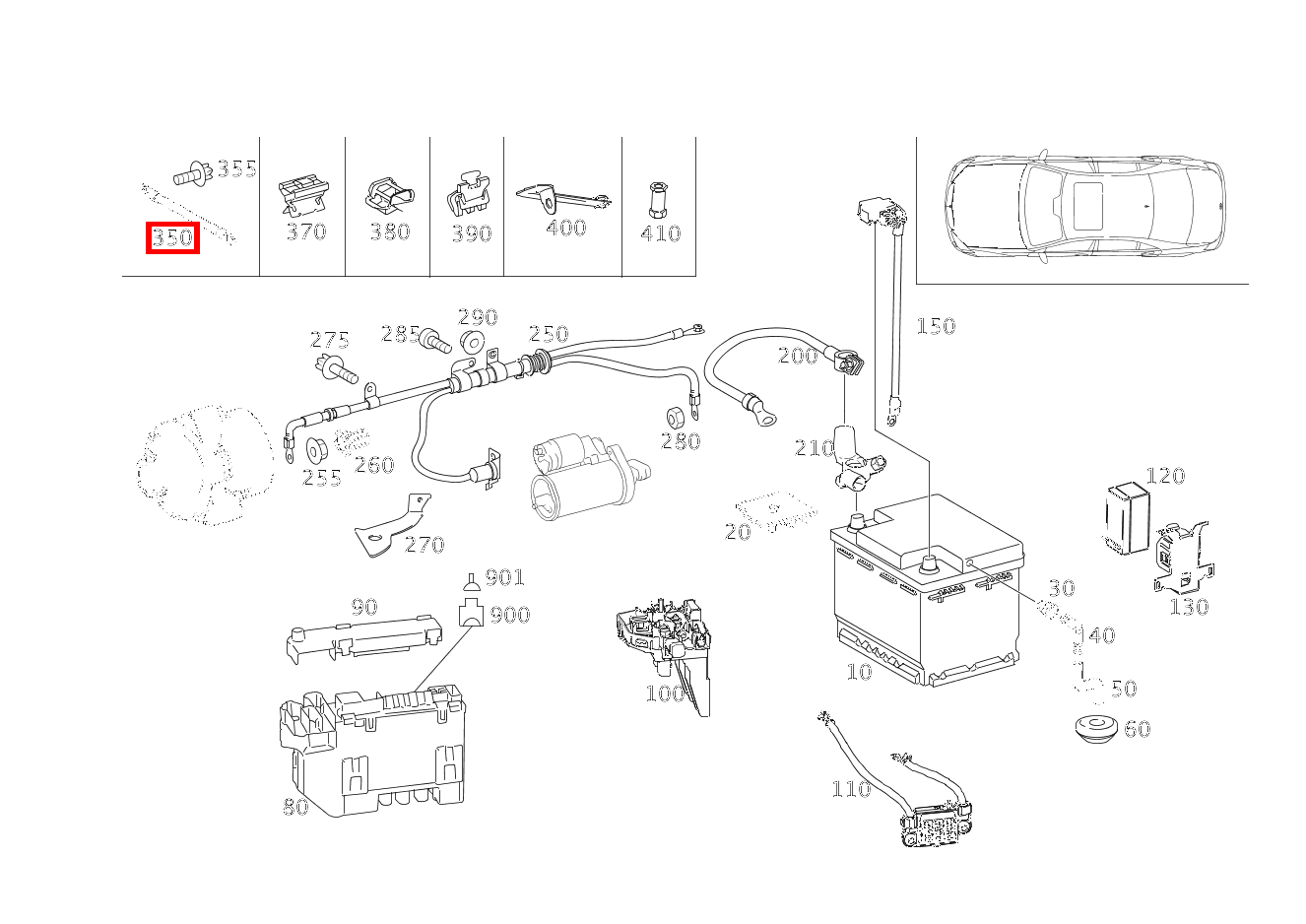 Masseband VON MOTOR AN LENKHELFPUMPE ZUR KAROSSERIE; 300 MM , , und ...