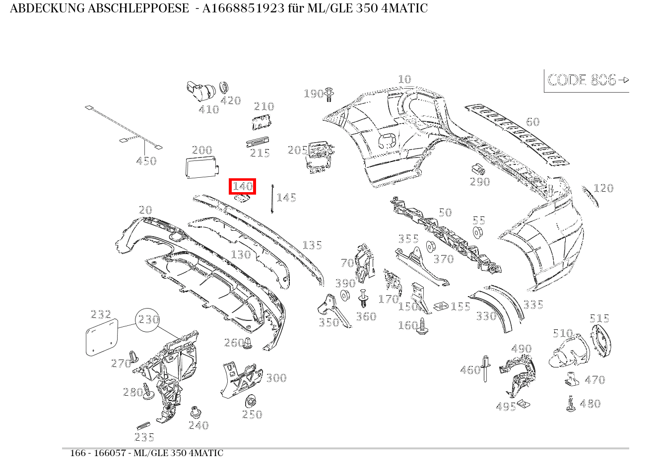 Abdeckung Abschleppöse für M-Klasse 166 kaufen