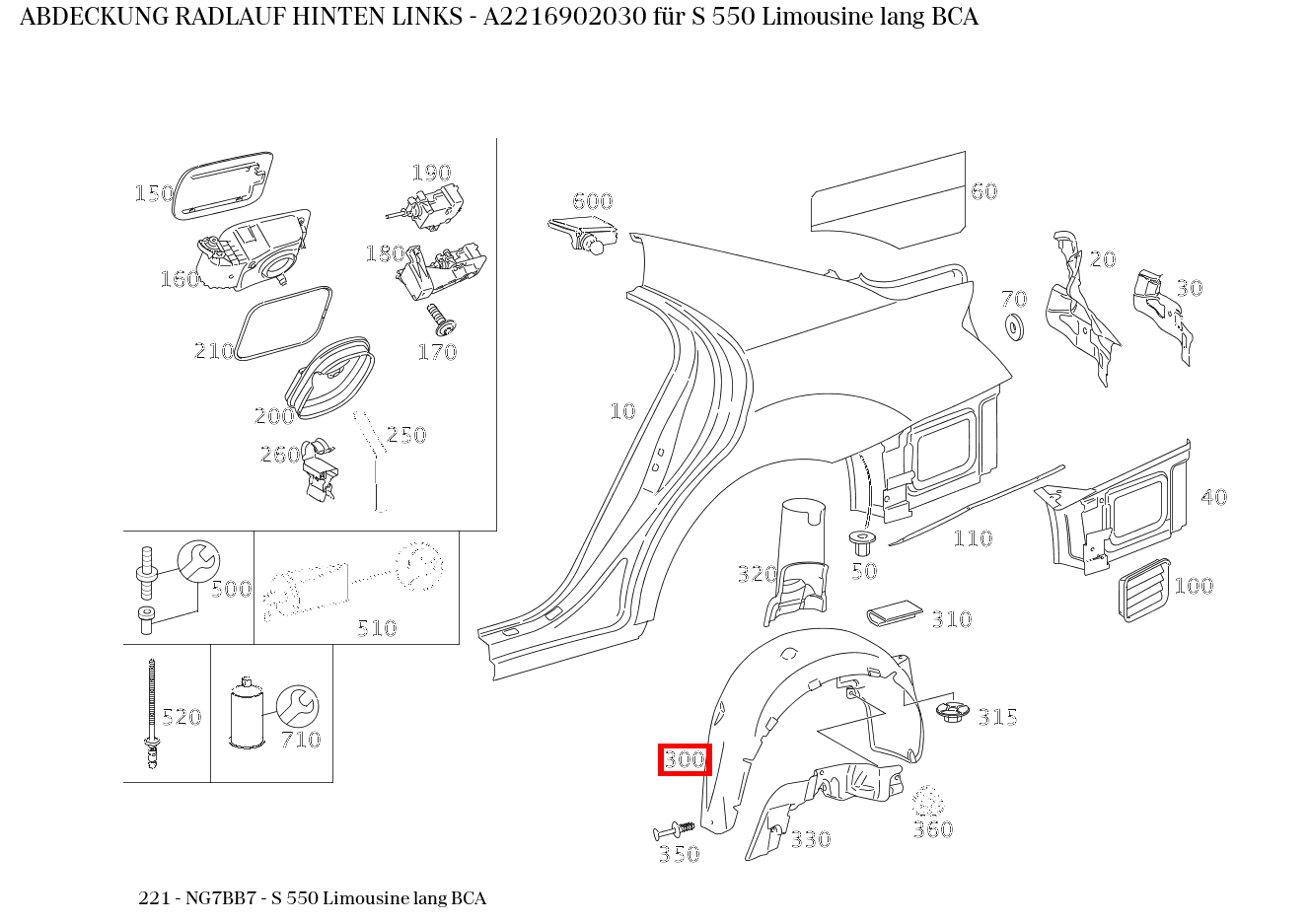 Abdeckung RADLAUF HINTEN LINKS für S-Klasse 221 kaufen