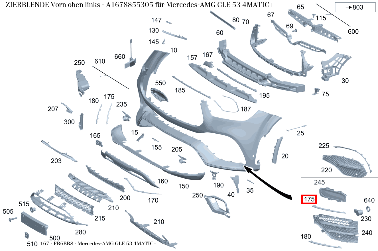 Zierblende Vorn oben links für GLE-Klasse 167 kaufen