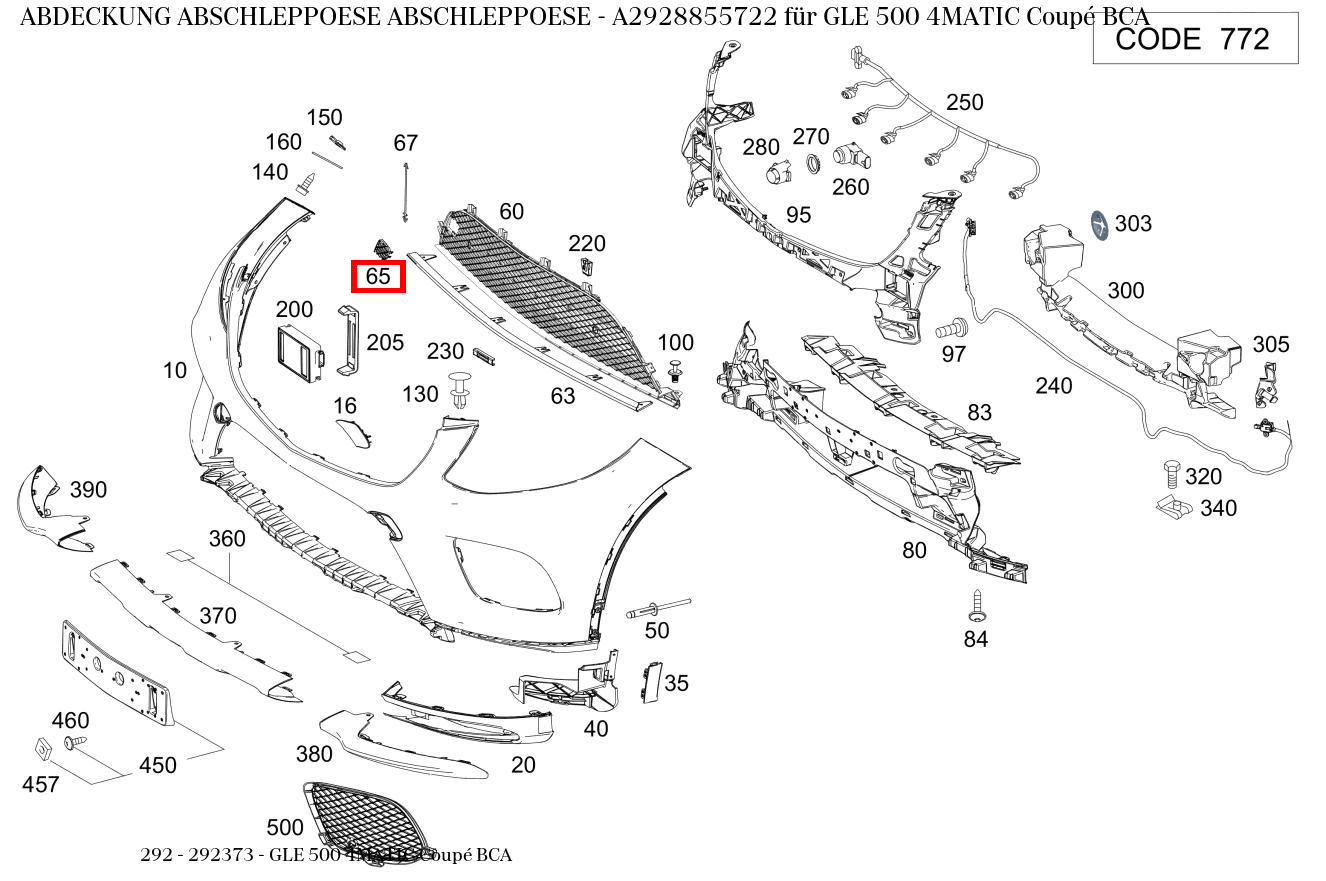 Abdeckung Abschleppöse ABSCHLEPPOESE für M 166, EQC 293, GLE 292-Klasse ...